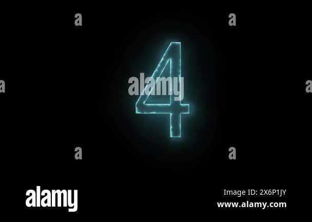 Number 4 animated in loop with neon colors. Graphic element for ...