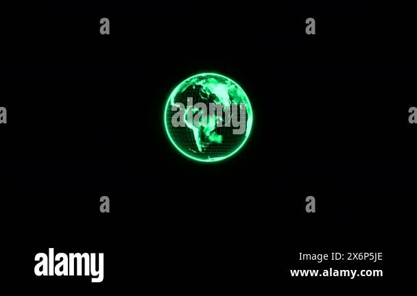 Holographic projection of planet Earth. Seamless looped animation of ...