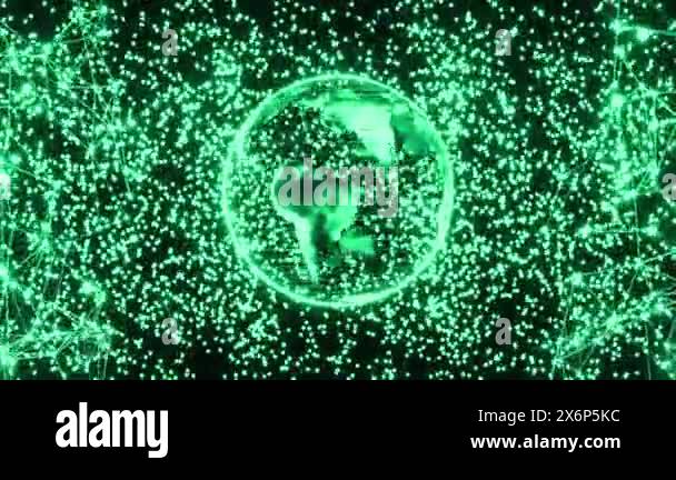 Hologram of spinning Earth planet, seamless loop. Lighting plexus and ...