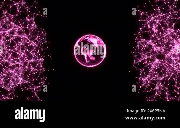 Earth globe rotating with plexus particles. Global digital network ... Earth globe rotating with plexus particles. Global digital network ...