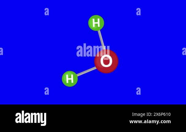 video animation water liquid H2O chemical molecule rotating, on a blue ...