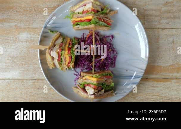 Club sandwiches pork ham Stock Videos & Footage - HD and 4K Video Clips ...