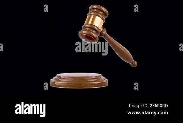 Wooden gavel hitting animation seamlessly loopable. 3D rendering ...