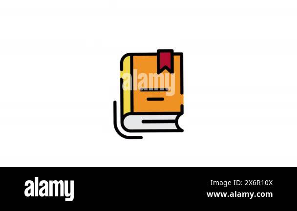 Animated book stack line icon with outline vector sign for linear style ...