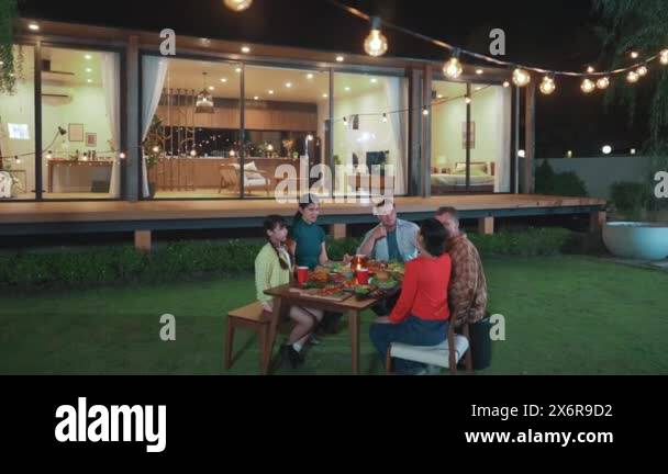 Family gather celebrate holiday. Parents, grandparents and girl ...