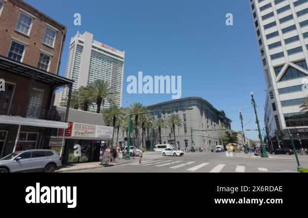 New Orleans, Louisiana. USA 8 apr, 2024: Traffic and Crowds of people ...