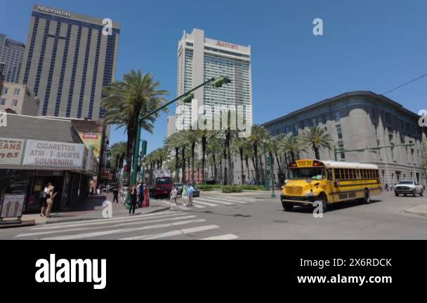 New Orleans, Louisiana. USA 8 apr, 2024: Traffic and Crowds of people ...