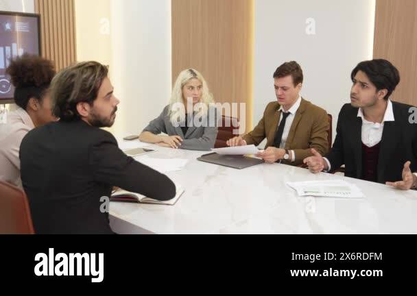 Stressful conflict tension during corporate meeting or business ...