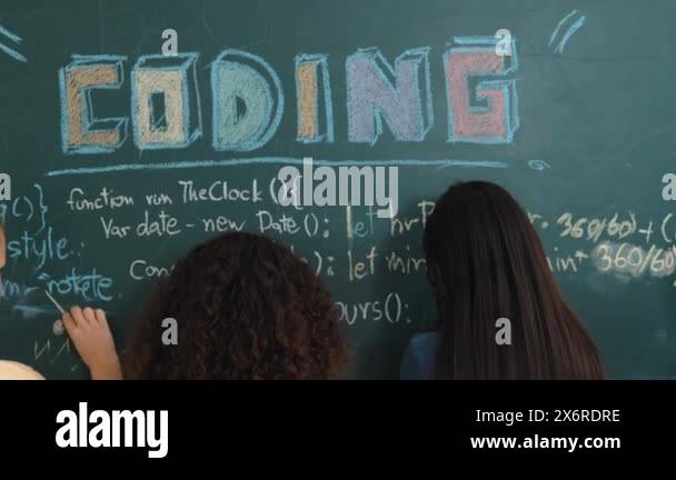 Back view of smart student writing coding engineering prompt and ...