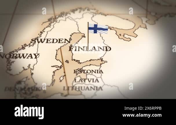 Finland flag showing on world map with 3d animation Stock Video Footage ...