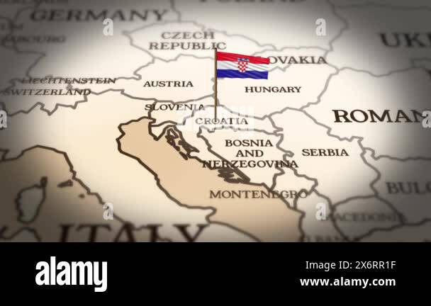 Croatia flag showing on world map with 3d animation Stock Video Footage ...