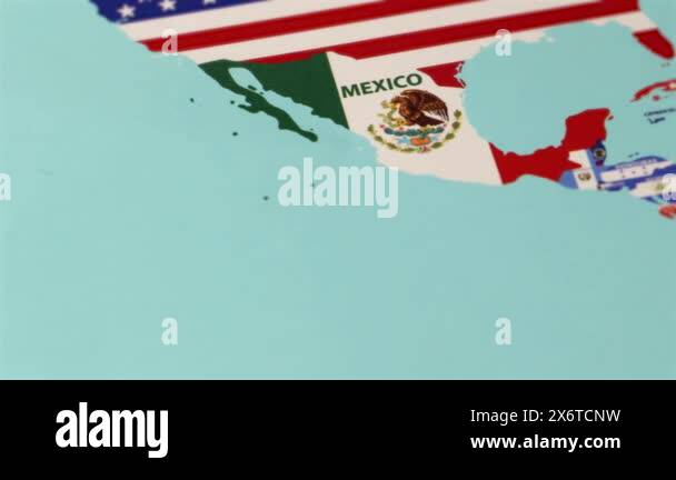 Mexico country flag outline on world map. High quality 4k footage Stock ...