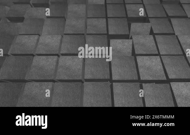 Animated background made of rolling rotating black textured cubes ...