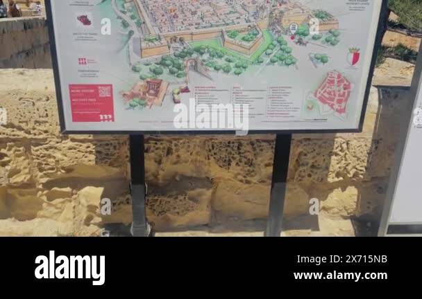 Mdina, Malta, may 2024 - Map of Silent city near the Mdina gate. High ...