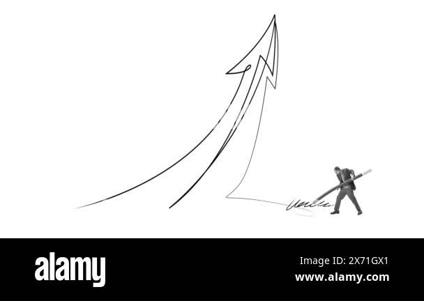 Man drawing giant arrow going upwards symbolizing success, progressive ...
