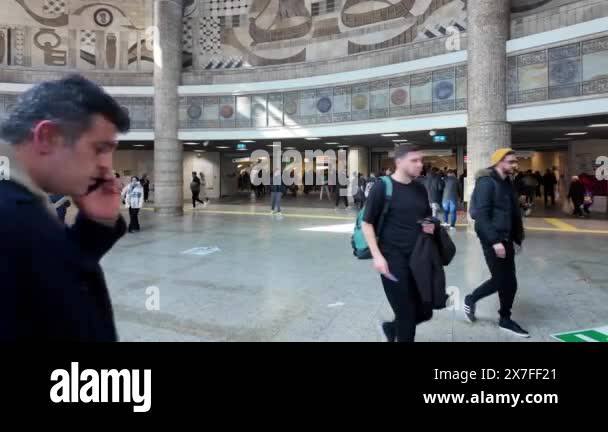 Istanbul, Turkey - 13 April 2024: People walking inside metro network ...