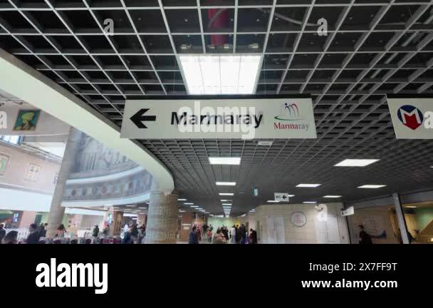 Istanbul, Turkey - 13 April 2024: Marmaray signage inside Metro ...