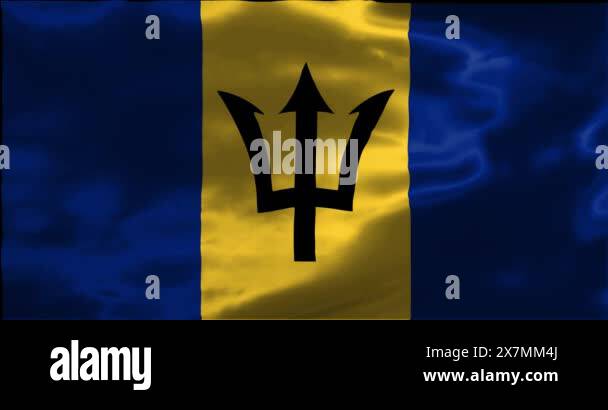 Loop Animation The Flag Of Barbados Shiny Waving Flag 4k Animation