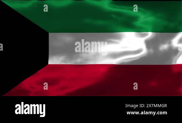 Loop Animation the flag of Kuwait, waving flag 4k animation footage ...