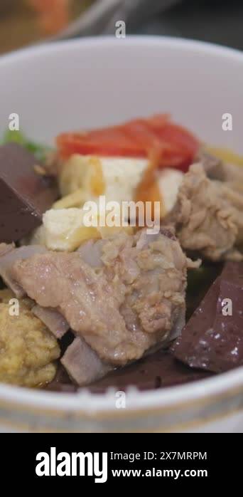 piece of blood in Vietnam food a Vietnamese raw blood dish served with ...