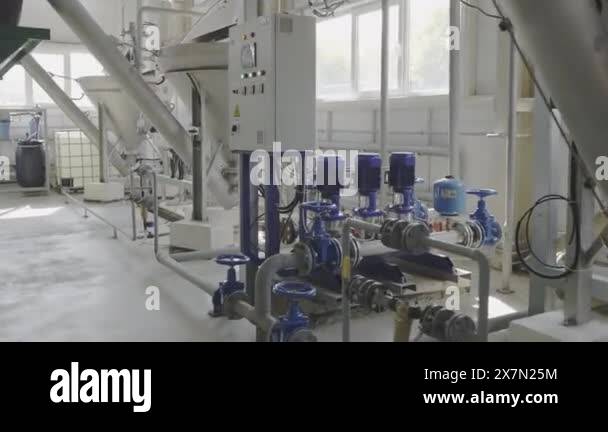 Electrical pumps with control panel at wastewater treatment plant ...