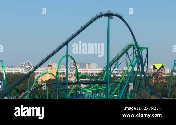USA tourist attractions. Roller coaster in adventure amusement park in ...