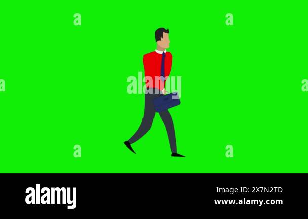 Business man walk cycle, character walking motion graphic animation on ...