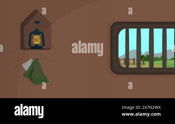 village living room animation, poor farmer house, day to night motion ...