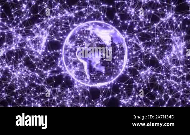 Seamless looped animation of shining spinning Earth planet with ...