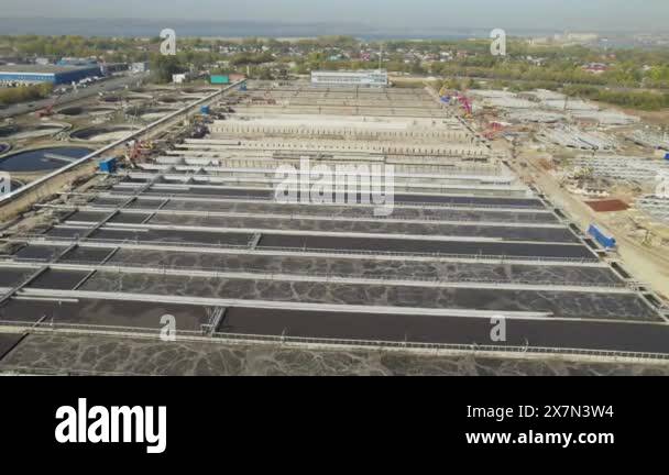 Huge sand trap in suburban area in process of construction aerial view ...