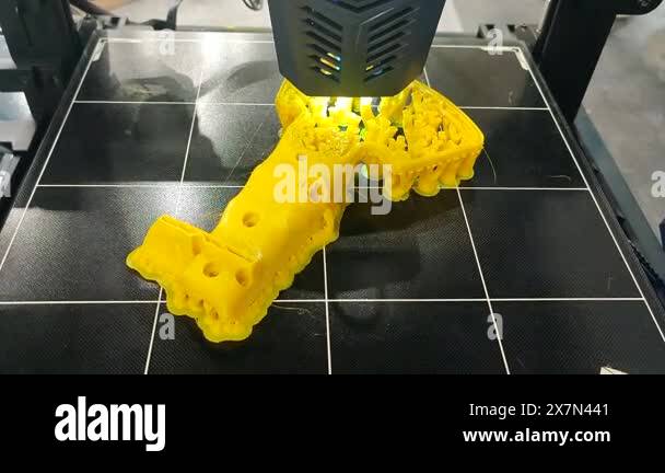 Process of printing object on 3D printer from molten plastic. 3D ...