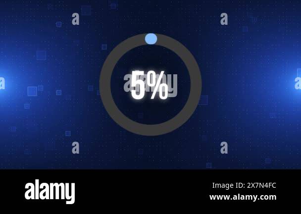 Loading animation - 0-100%, loading bar. Loading neon circles icon ...