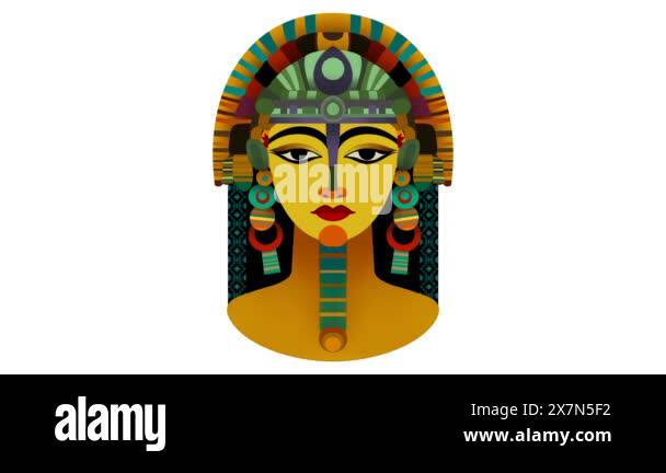 Female pharaoh from ancient Egypt with golden facial paint and ...