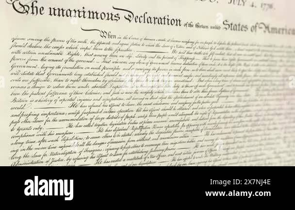 Declaration of Independence document animation Stock Video Footage - Alamy