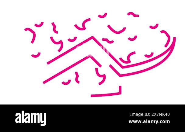 Animated magenta linear pizza is drawn. Line pink symbol of mushroom ...