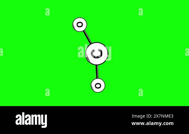 video drawing animation carbon dioxide gas chemical molecule rotating ...