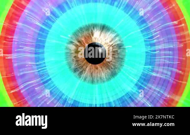 Detailed blue iris with dynamic psychedelic visuals. Motion graphics ...