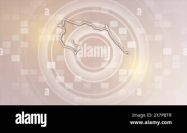 Costa Rica Animated Map on Minimal Background, Multi Purpose Background ...