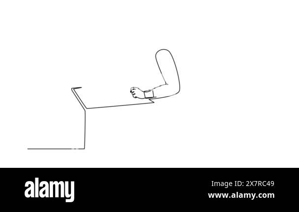 Self drawing animation of single line draw young manager focus thinking ...