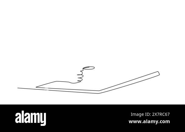 Animated self drawing of continuous line draw of young female employee ...