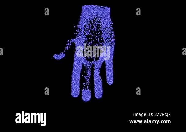 Assembling a hand from round particles. Particle animation. 3d ...