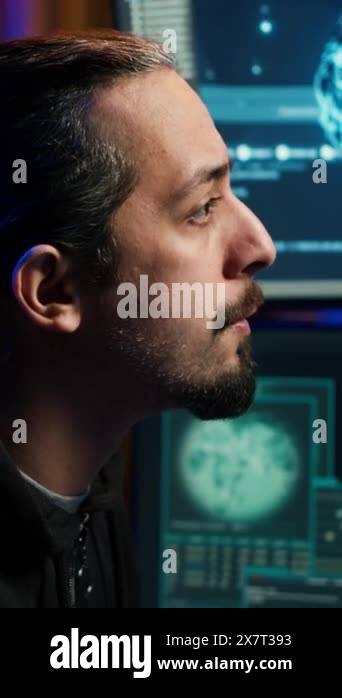 Vertical Video Hacker Using Ai Machine Learning On Computer To Produce Malware Corrupting Data
