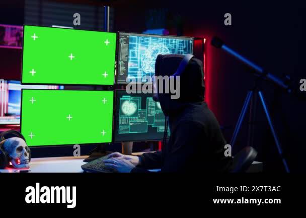 Cybercriminal Using Ai Deep Learning To Produce Virus Corrupting Data On Mockup Pc Rogue