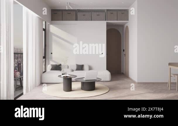 Minimal style living room decorated with modern white theme and ...