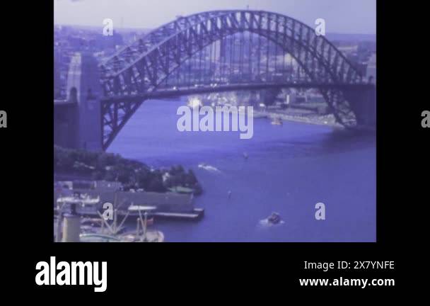 Sydney, Australia may 1969: Vintage footage of Sydney Harbour Bridge ...