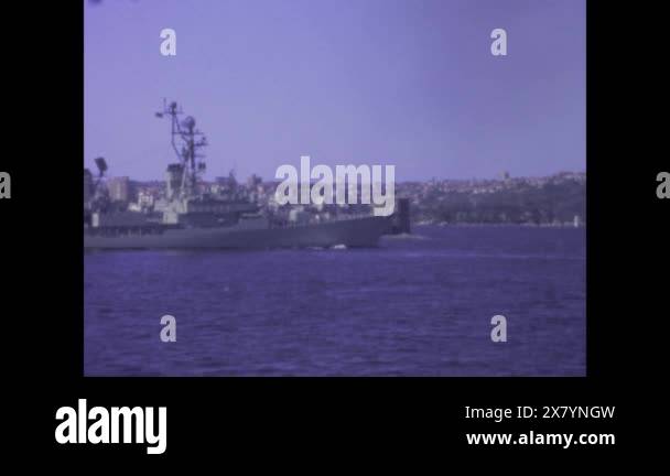 Sydney, Australia may 1969: Vintage footage of warships showcasing ...