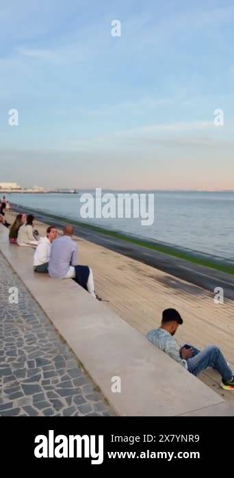 LISBON, PORTUGAL - APRIL 10, 2024: Avenida ribeira das naus. People ...