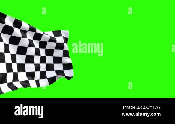 checkered flag - looped video - 3D rendering - green background for ...
