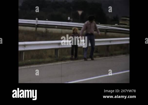 Remagen, Germany may 1967: Vintage footage of a father and daughter ...