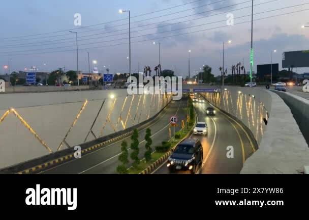 View of traffic on main road in city Lahore of Pakistan on May 2, 2024 ...